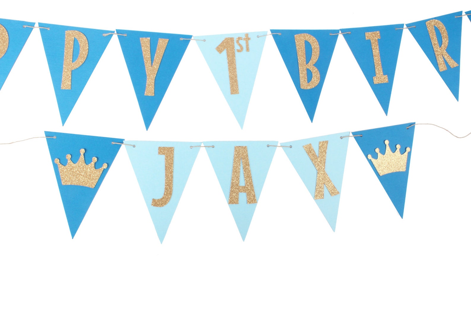 Blue Gold Prince Crown Birthday Banner - Gold Crown Banner - Gold Crown ...