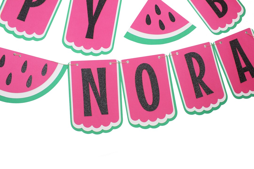 Watermelon Birthday Banner - One in a Melon Birthday Banner ...