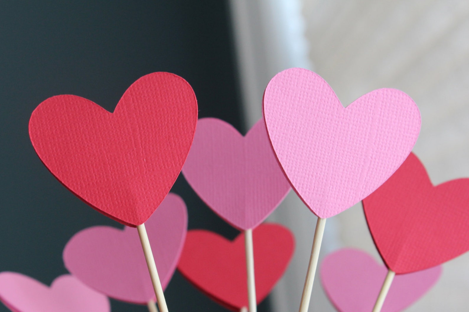 12 Pink Heart Cupcake Toppers Valentine's Day Party - Etsy