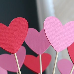 12 Pink Heart Cupcake Toppers - Valentine's Day Party Cupcake Toppers ...