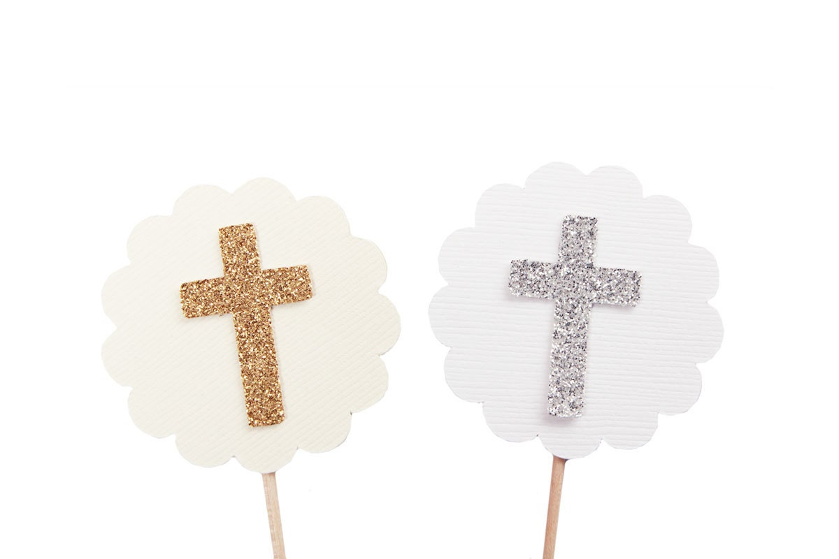 Silver Cross Cake Topper Gold Cross Cake Topper Baptism | Etsy