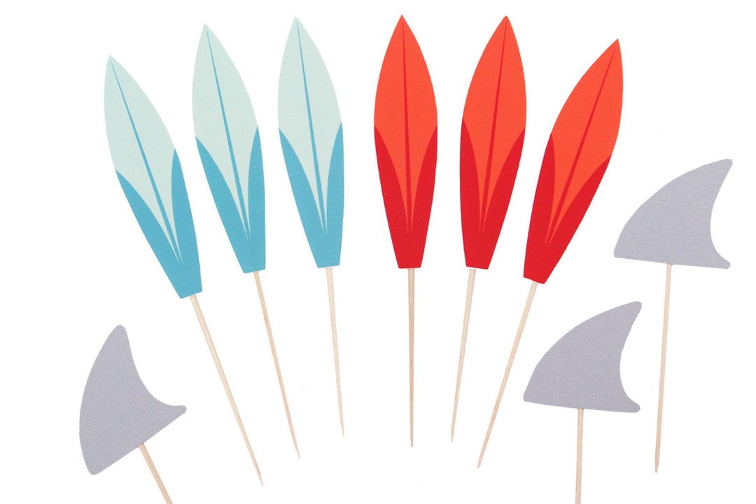 Surfboard Cupcake Toppers - Surfing Cupcake Toppers - Beach Party ...