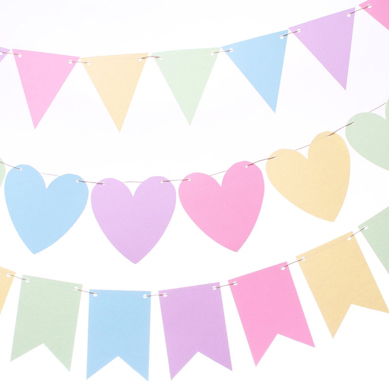Pastel Rainbow Birthday Banner Pastel Flag Birthday Banner | Etsy