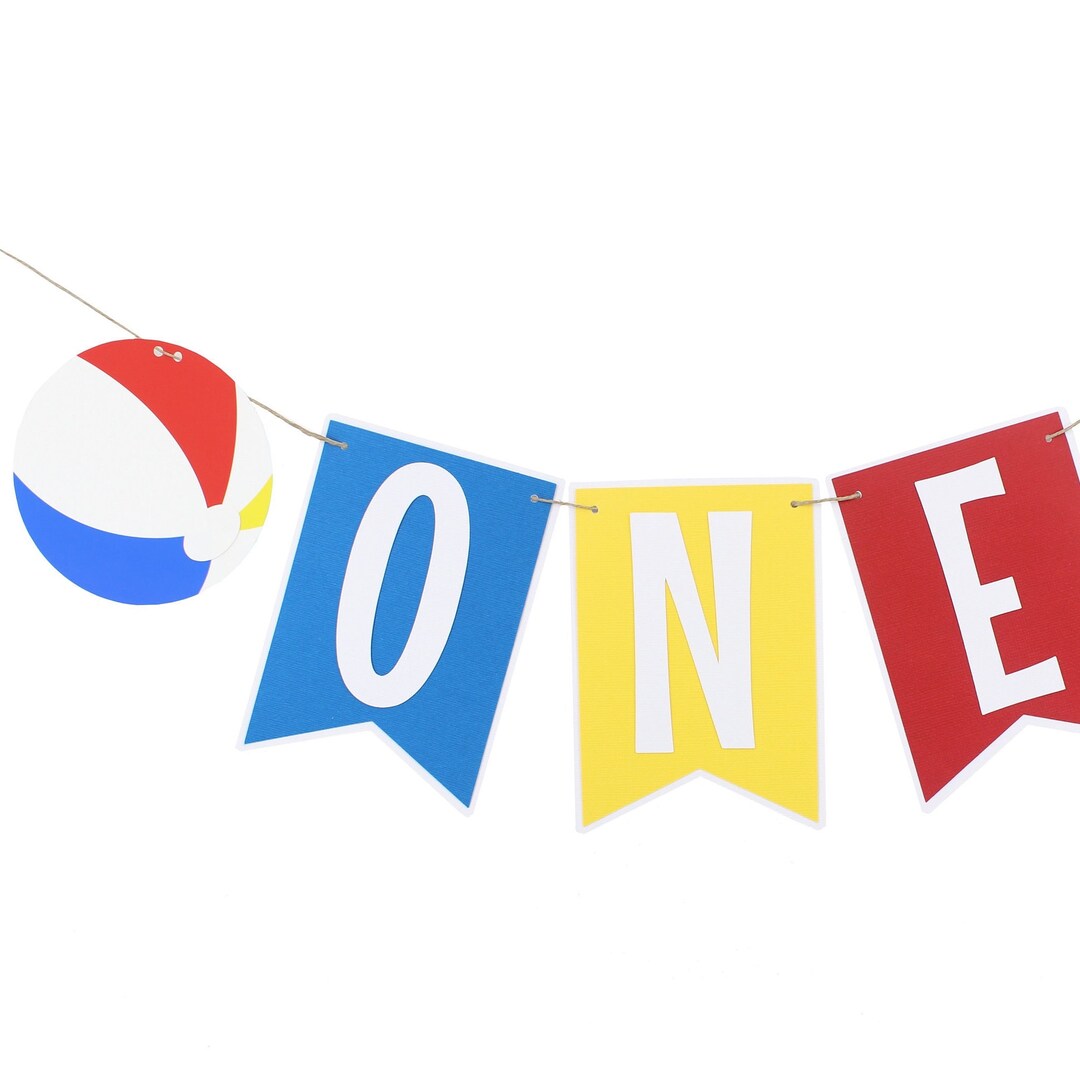 Beach Ball High Chair Banner ONE - Beach Ball First Birthday Banner ...