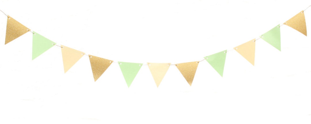 Mint Green Gold Ivory Triangle Flag Banner / Mint Green Gold Pennant ...