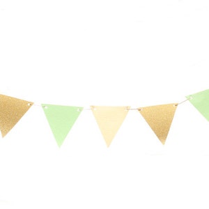 Mint Green Gold Ivory Triangle Flag Banner / Mint Green Gold Pennant ...
