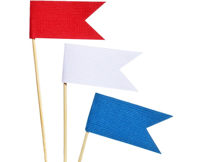 Patriotic Flag Cupcake Toppers / Red White and Blue Cupcake Toppers ...