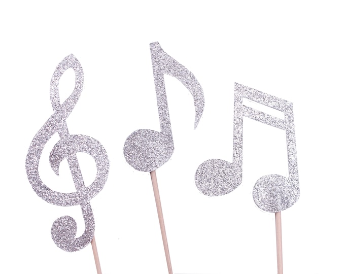 Silver Music Note Centerpiece Picks set of 3 - Etsy