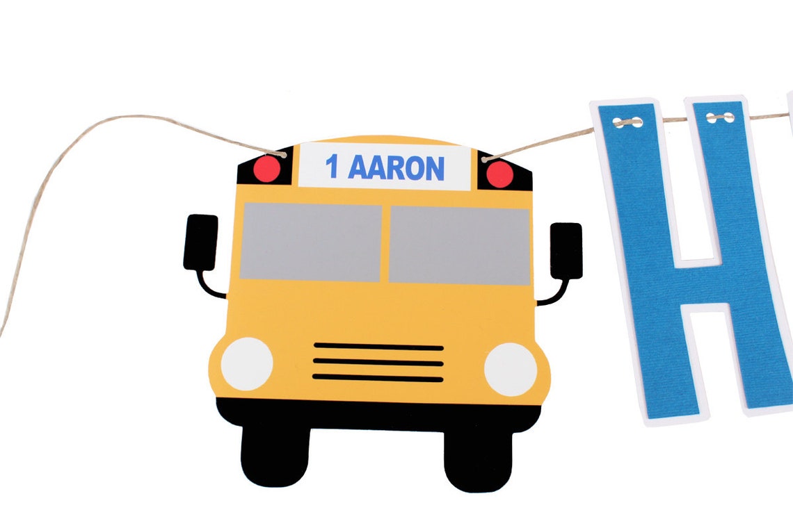 Bus Birthday Banner - Wheels on the Bus Birthday Banner - Wheels on the ...