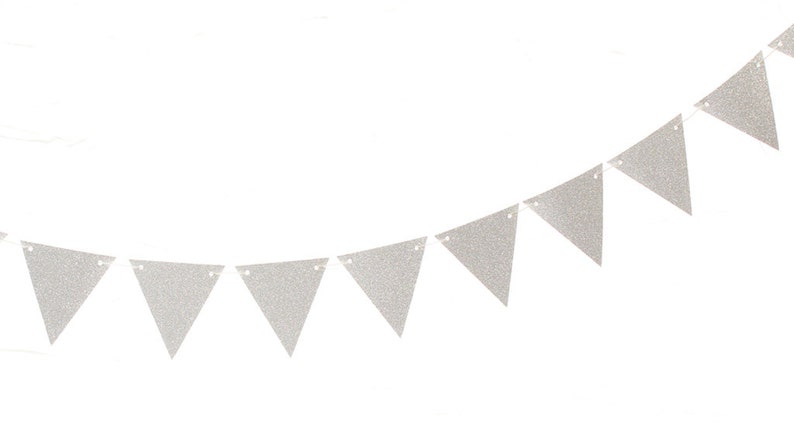 Silver Triangle Pennant Flag Banner / Silver Bunting / Silver - Etsy