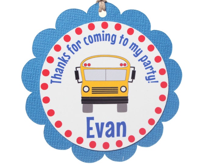 Bus Birthday Favor Tags Wheels on the Bus Birthday Decorations School ...