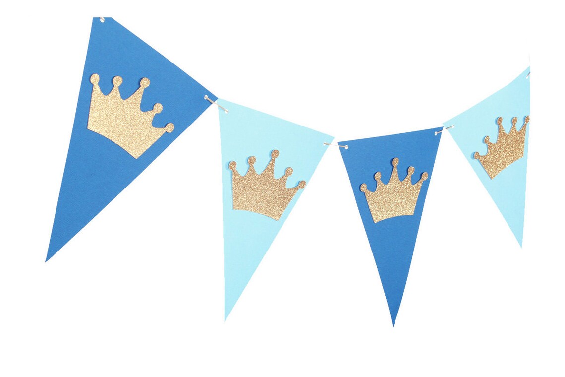 Gold Crown Pennant Garland - Gold Crown Banner - Prince Baby Shower ...