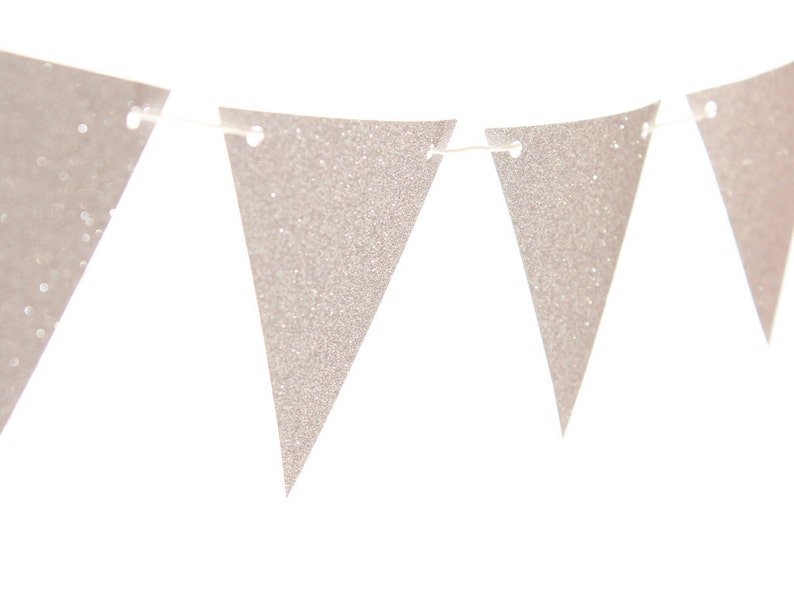 Silver Triangle Pennant Flag Banner / Silver Bunting / Silver Garland ...