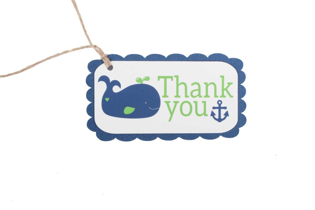 Whale Baby Shower Thank You Tags Whale Birthday Thank You Favor Tags ...