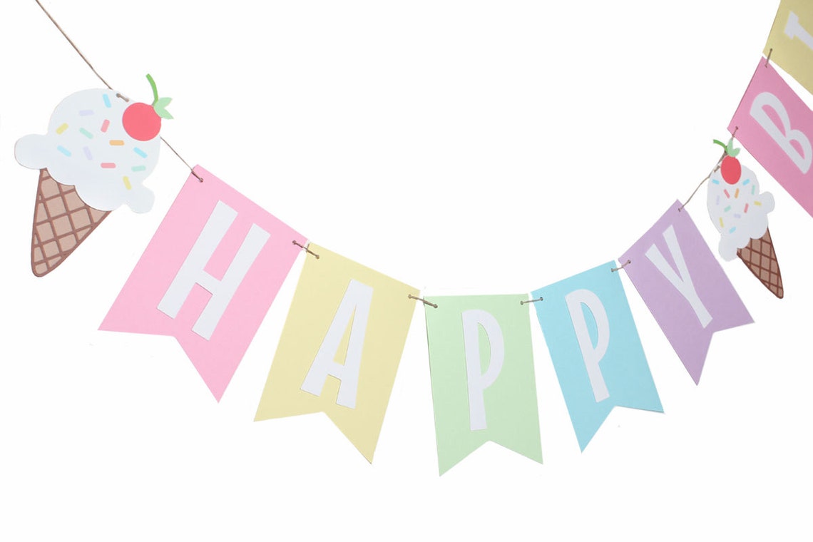 Ice Cream Party Banner - Ice Cream Birthday Banner - Ice Cream Party ...