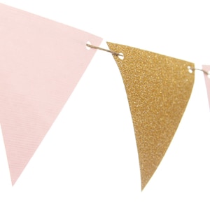 Pink and Gold Triangle Flag Banner / Pink and Gold Pennant Banner ...