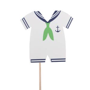 Nautical Baby Cupcake Toppers - Sailor Suit Cupcake Toppers - Navy ...