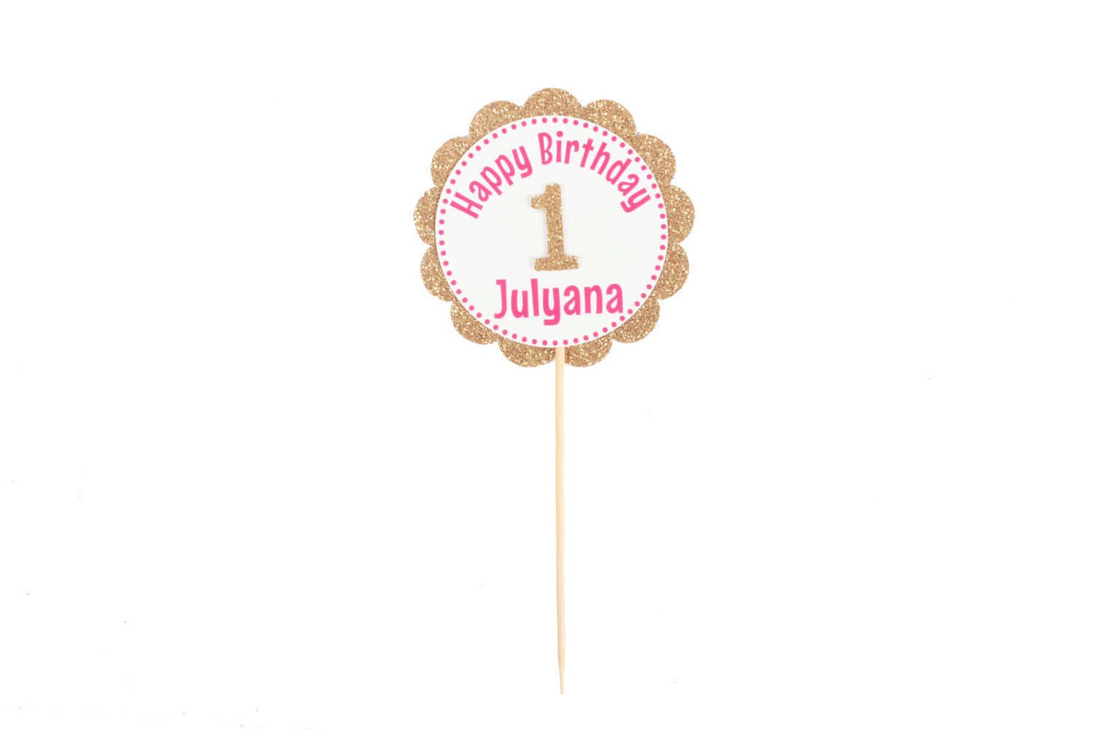 Hot Pink Heart Cupcake Toppers Hot Pink and Gold Birthday - Etsy