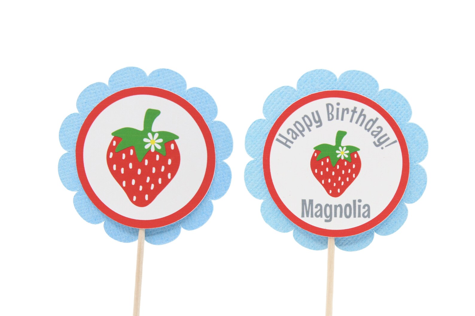 Strawberry Cupcake Toppers - Strawberry Birthday Cupcake Toppers ...