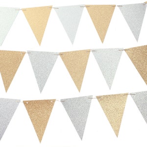 Silver Triangle Pennant Flag Banner / Silver Bunting / Silver Garland ...