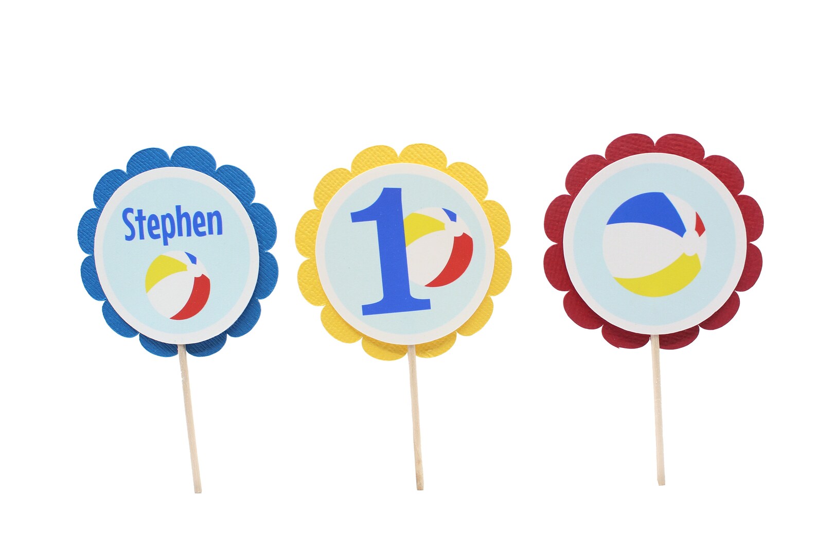 Pool Party Beach Ball Cake Topper With Name - Pool Party Cake Topper ...