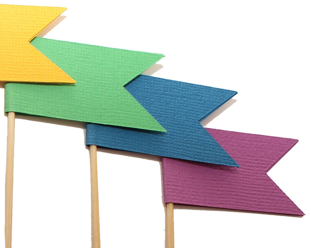 Rainbow Flag Cupcake Toppers / Appetizer Picks Primary - Etsy