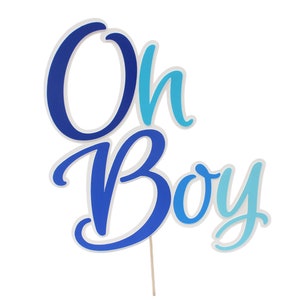 Blue Ombre Oh Boy Baby Shower Cake Topper - Shades of Blue Oh Baby Cake ...