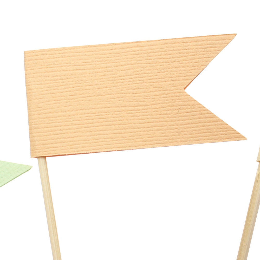 Peach Mint Ivory Flag Cupcake Toppers / Appetizer Picks / Food - Etsy