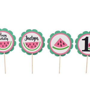 Watermelon First Birthday Centerpiece Pick - One in a Melon Birthday ...