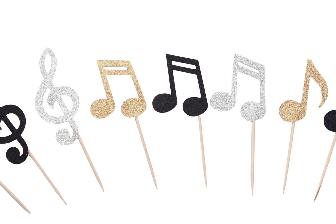 Rainbow Music Note Cupcake Toppers Music Party Picks Music - Etsy