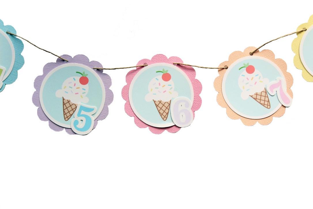 Ice Cream Party Birthday Banner - Ice Cream Sundae Birthday Party ...