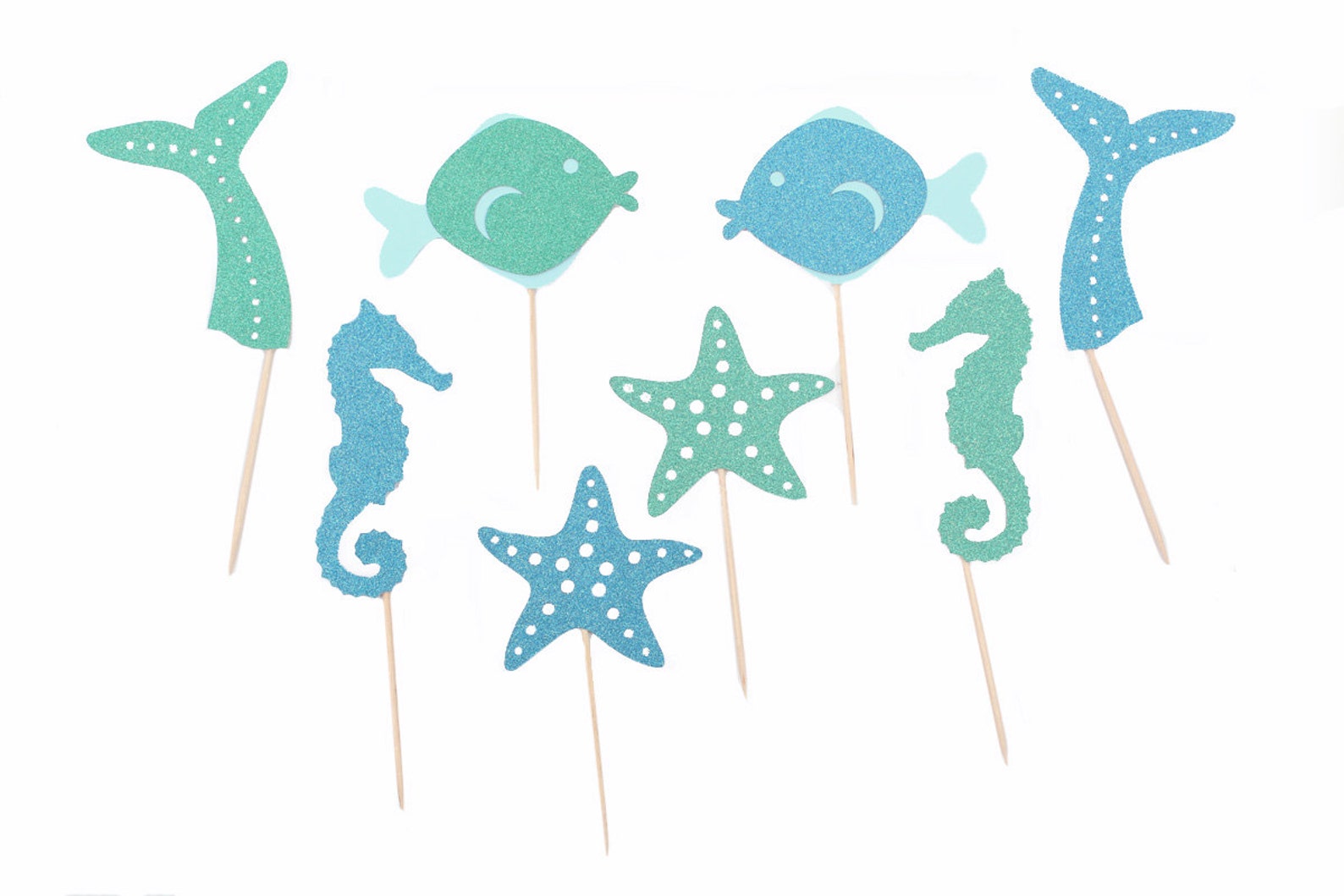 Starfish Cupcake Toppers / Fish Cupcake Toppers / Under the - Etsy