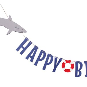 Shark Birthday Banner Happy Birthday Banner Shark Party Decorations ...