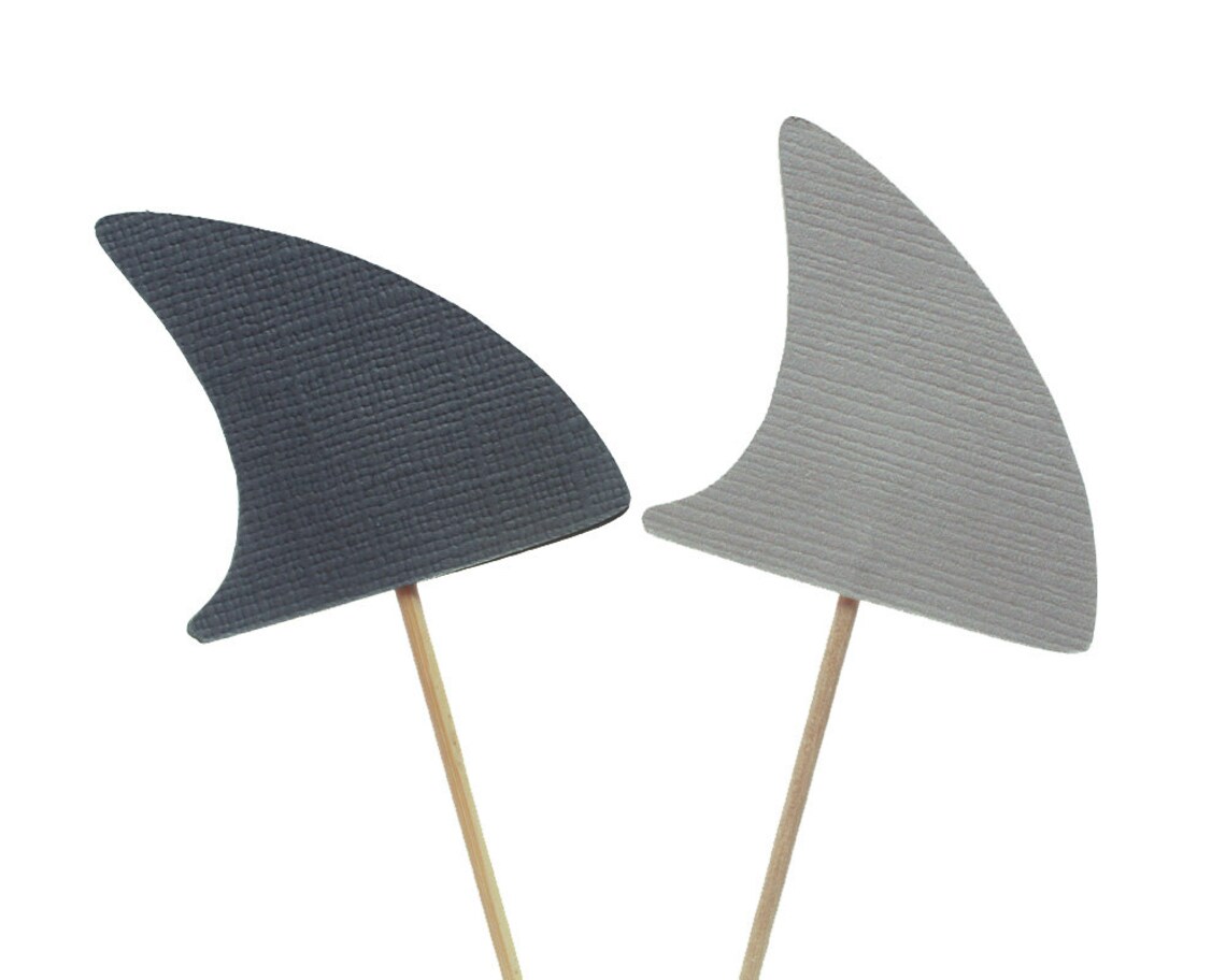 Shark Fin Cupcake Toppers Shark Birthday Shark Party - Etsy