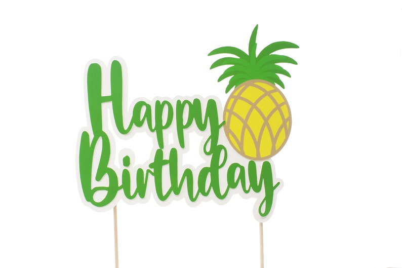 Pineapple Happy Birthday Cake Topper Tropical Luau Pineapple | Etsy