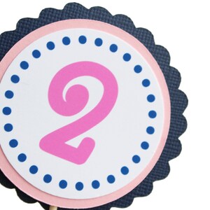 Happy Birthday Cupcake Toppers - Personalized Name and Age - Navy Pink ...