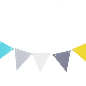 Aqua Yellow Gray White Pennant Garland - Shark Birthday Garland - Shark ...