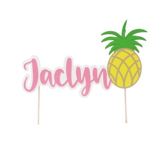 Pineapple Happy Birthday Cake Topper - Tropical Luau Pineapple Birthday ...