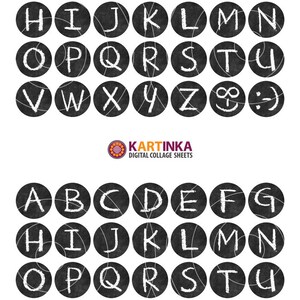BLACK CHALKBOARD Alphabet ABC - 1 Inch and 1.5 Inch Printable Digital ...