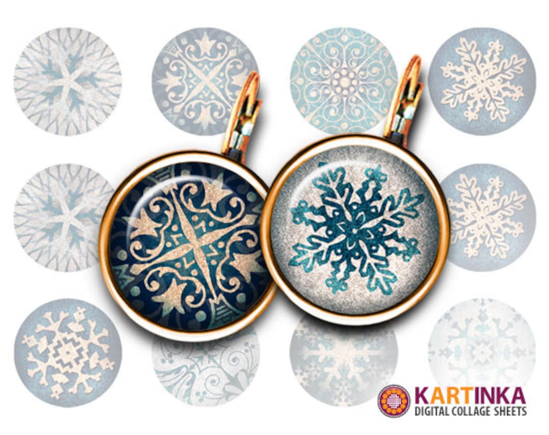 10mm 12mm 15mm Size Printable Circle CHRISTMAS ORNAMENT Digital ...