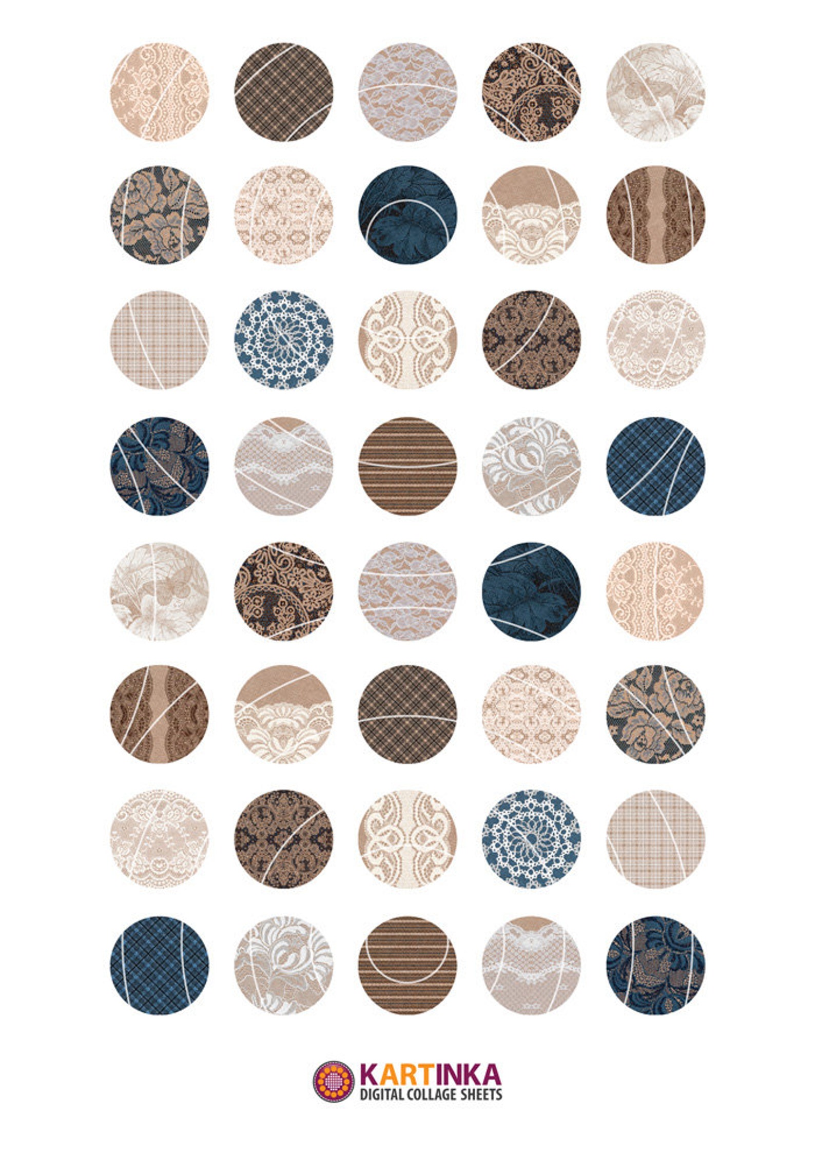 LACE on CANVAS - 1 Inch, 1.5 Inch Printable Digital Download Images for ...