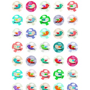 FUNKY BIRDS 1 Inch and 1.5 Inch Printable Digital Images for - Etsy