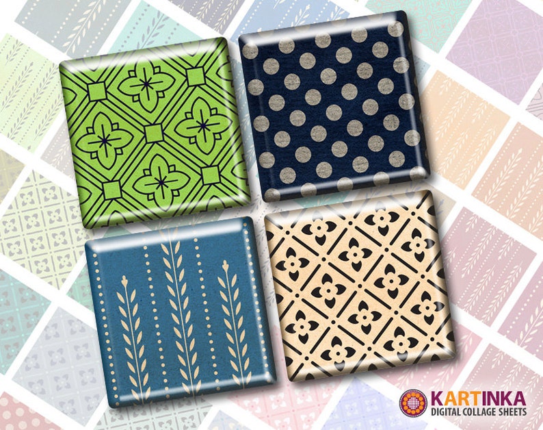 RETRO PATTERNS 1x1 Inch 1.5x1.5 Inch Squares Digital Collage - Etsy