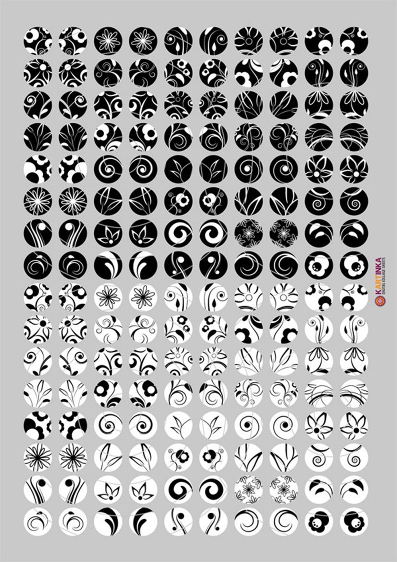16mm 14mm 12mm size Circles Printable Download BLACK & WHITE | Etsy