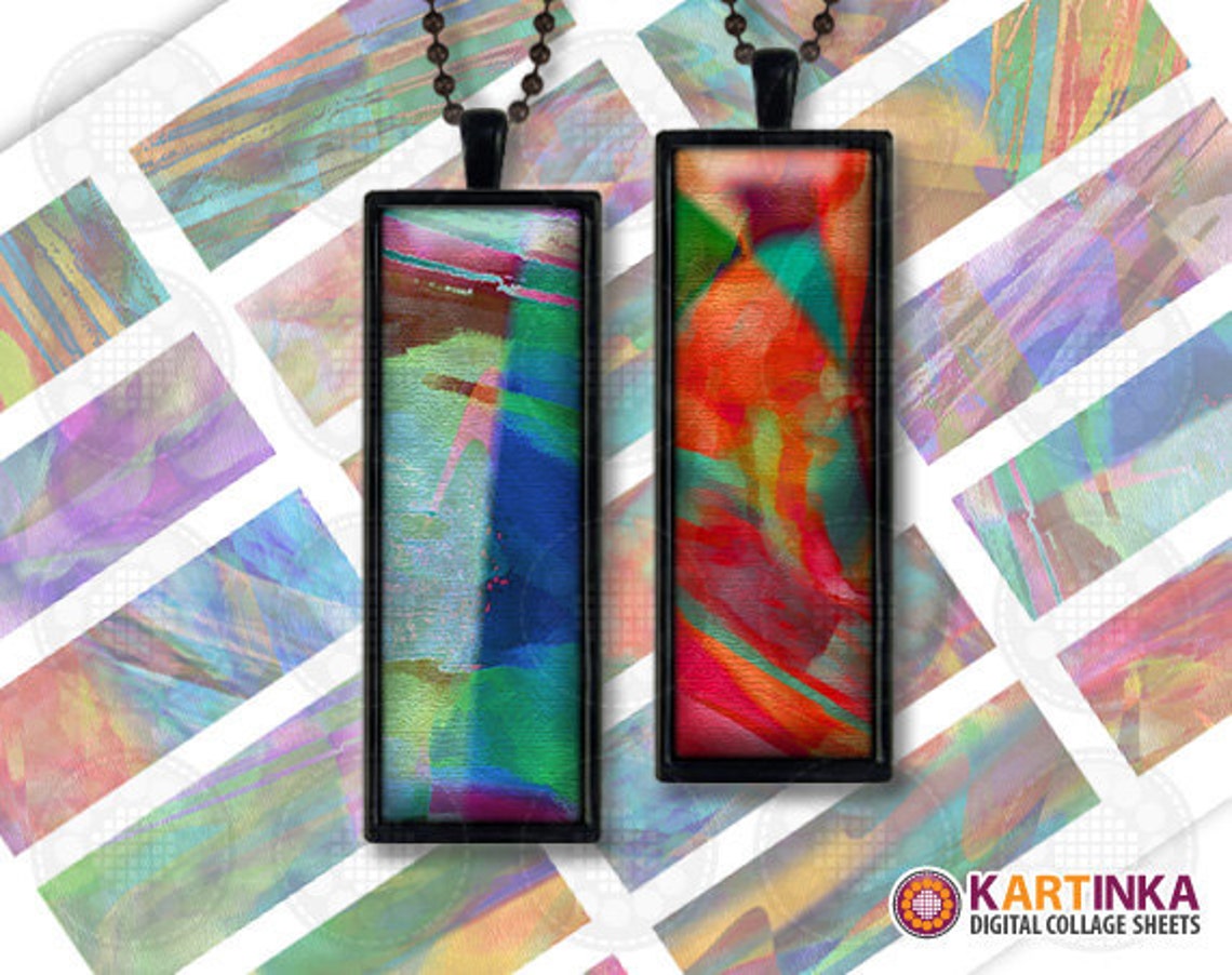 Digital Collage Sheet ABSTRACT ON CANVAS 1x3 Inch Microslide Images ...