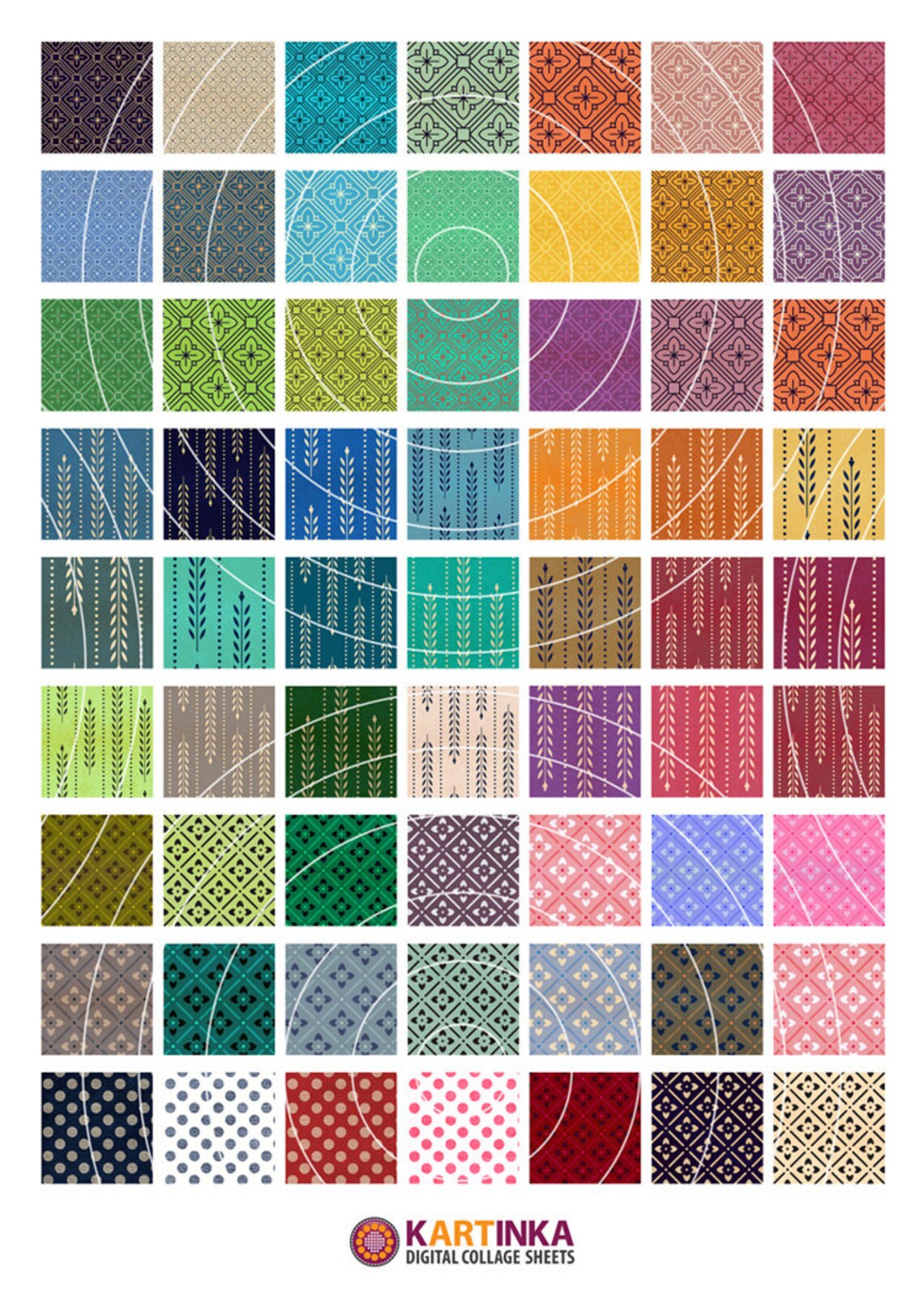 RETRO PATTERNS 1x1 Inch 1.5x1.5 Inch Squares Digital Collage - Etsy