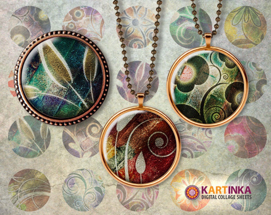 FLORAL BRICKS - 1 Inch Printable Digital Circles for Round Pendants ...