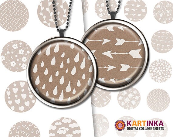 1 Inch 25mm, 1.5 Inch Size Printable Images PATTERNS on CRAFT PAPER ...