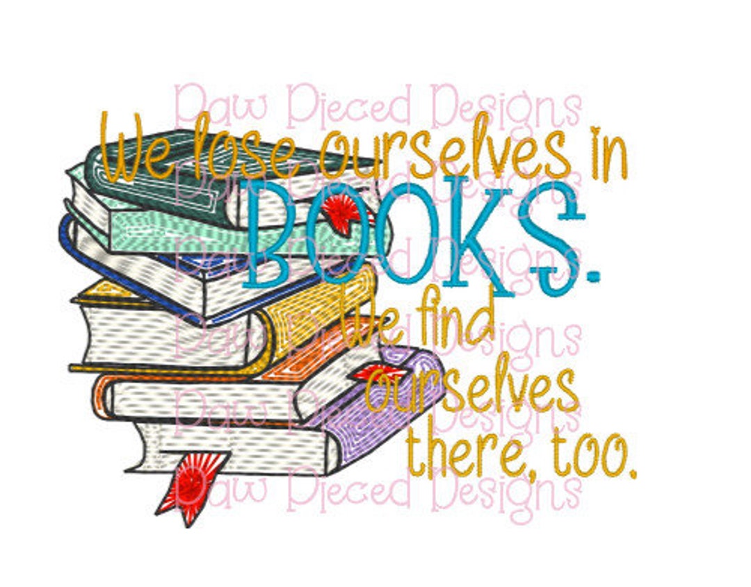 Lost in Books Reading Pillow Saying Digital Embroidery File - Etsy