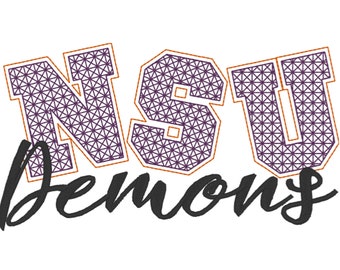 NSU Name Logo Digital Embroidery File Angled | Etsy
